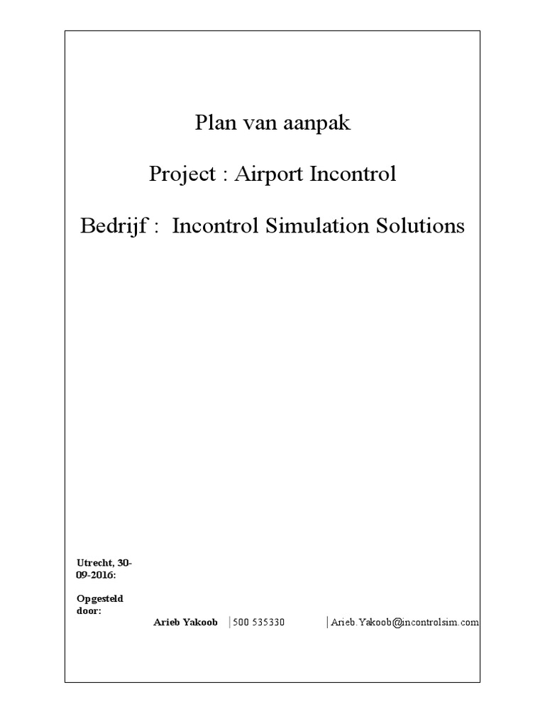 Voorbeeld PvA Roel Grit Projectmanagement | PDF