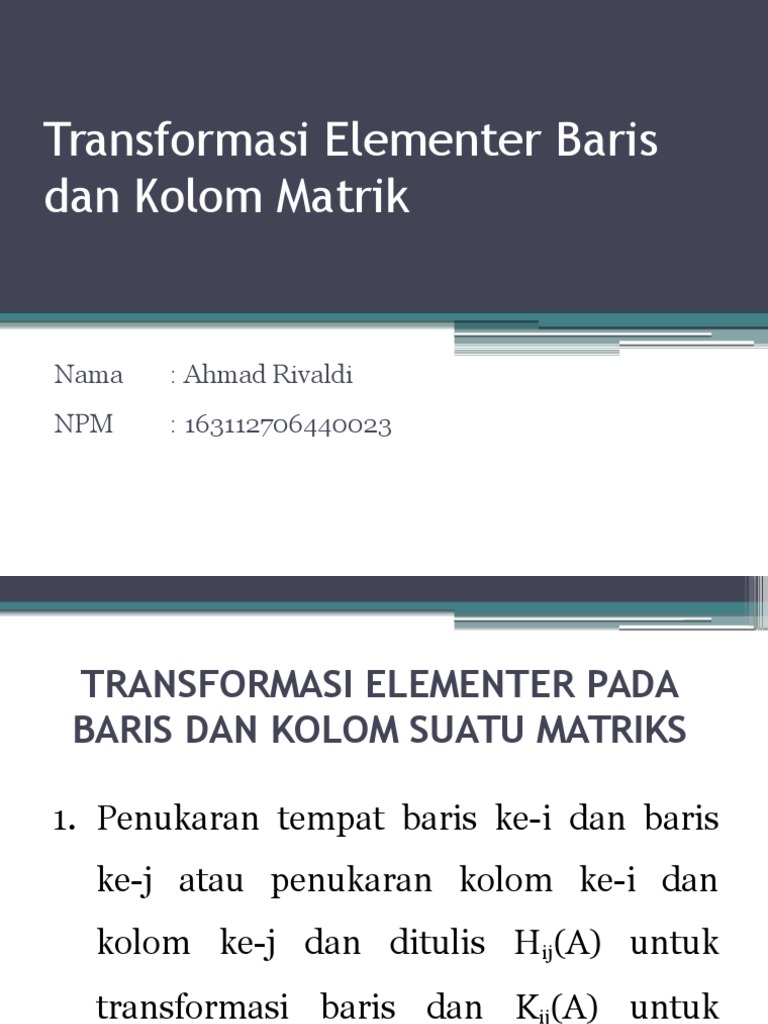 Transformasi Matrik Elementer | PDF