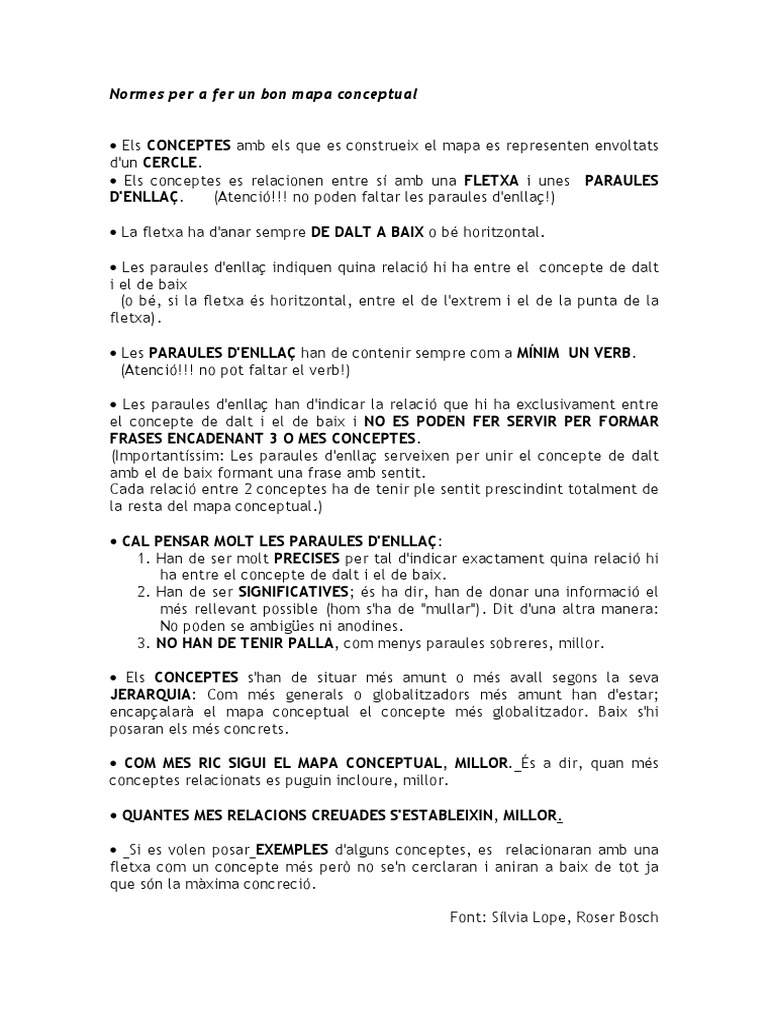 Normes Per A Fer Un Bon Mapa Conceptual | PDF
