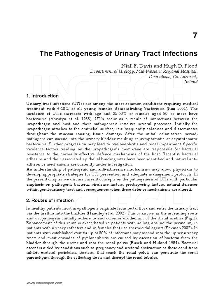 The Pathogenesis of Urinary Tract Infections: An Overview of Pathogenic ...