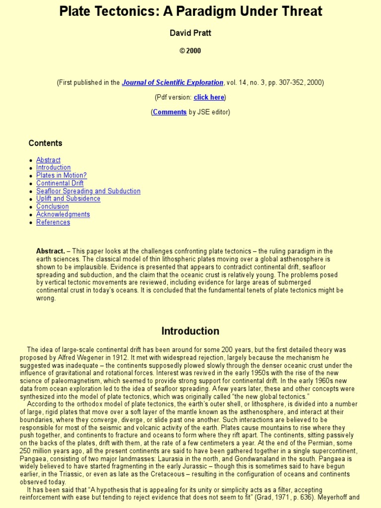 Plate Tectonics: A Paradigm Under Threat | PDF | Plate Tectonics ...