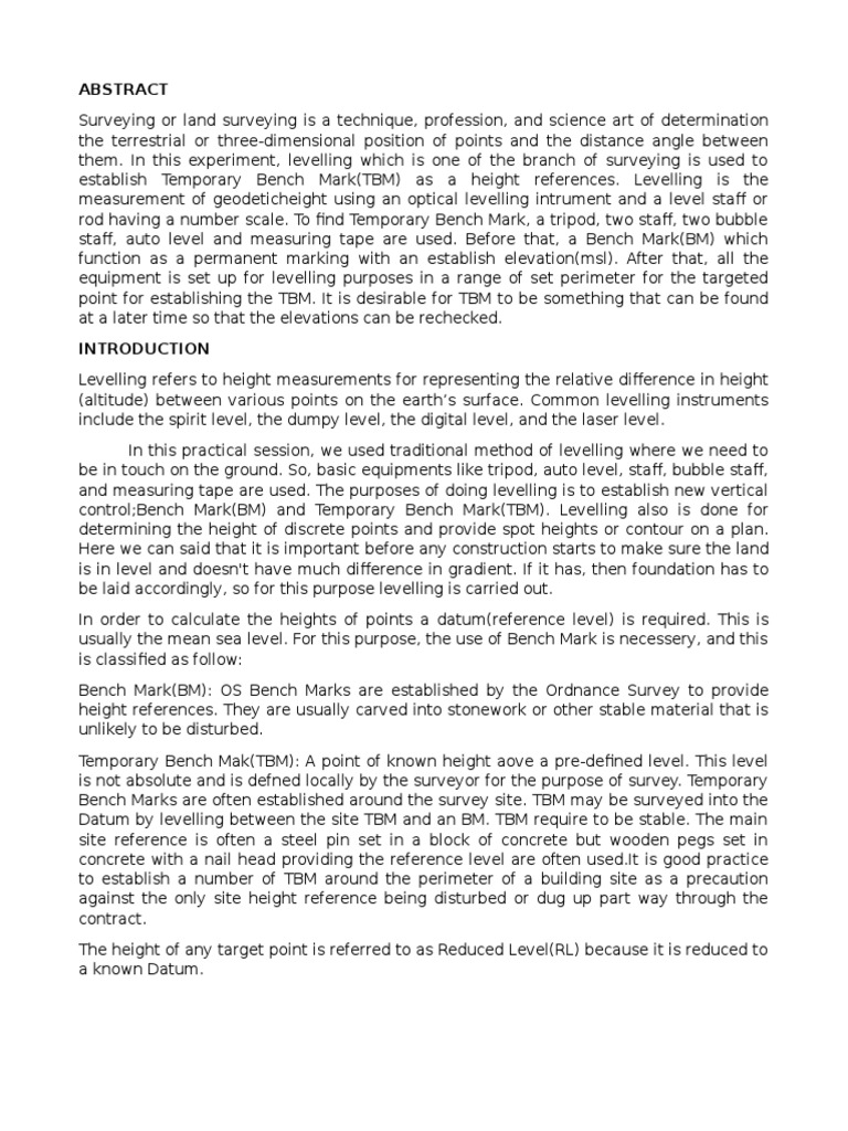Introduction Levelling | PDF | Surveying | Geodesy