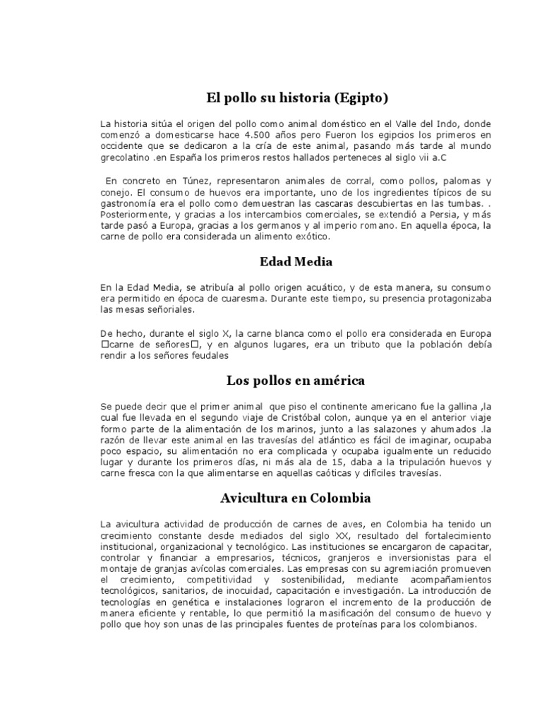 Origen y evolución del pollo en la historia | PDF | Carne | Pollo