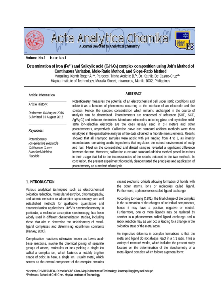 Experiment 3 2 | PDF | Coordination Complex | Stoichiometry