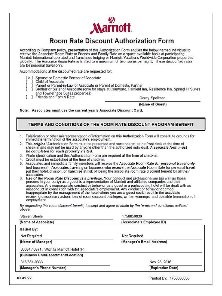 MR Emp Rate Auth Form - Corey Spellman | PDF