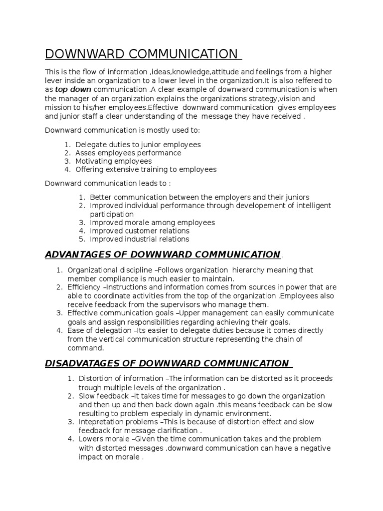Downward Communication | PDF | Self-Improvement