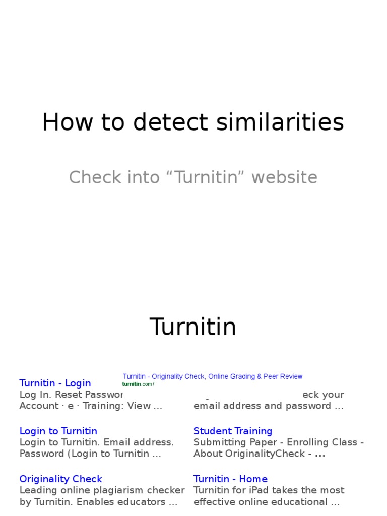 How To Detect Similarities: Check Into "Turnitin" Website | PDF