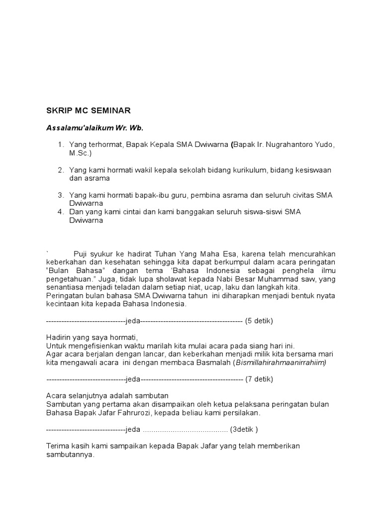 SKRIP MC Bulan Bahasa | PDF | Kajian Bahasa Asing | Seni