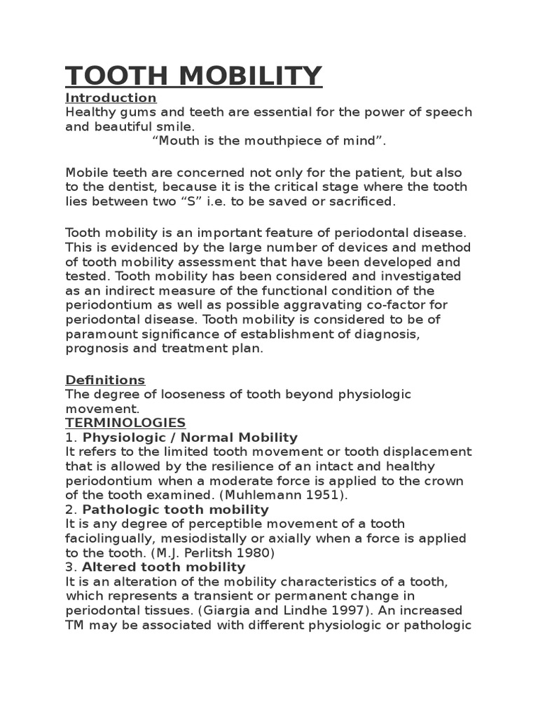 Tooth Mobility | Human Tooth | Mouth