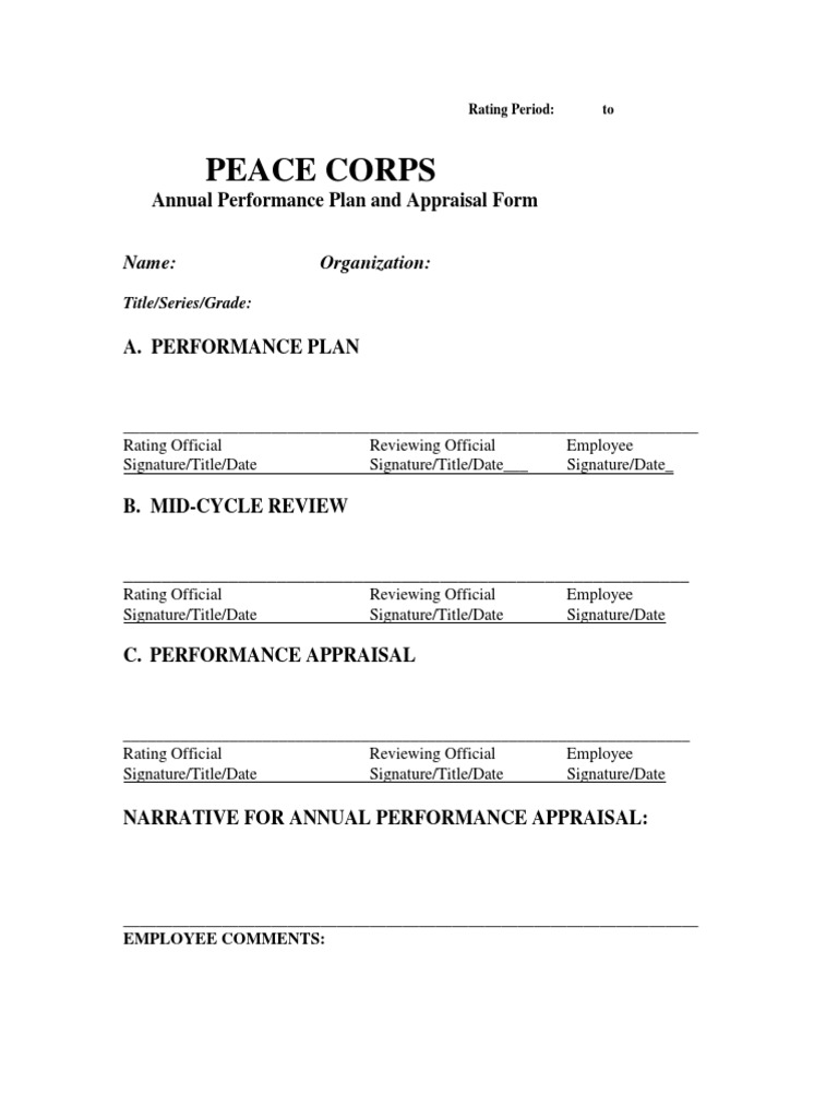 Peace Corps: Annual Performance Plan and Appraisal Form | PDF