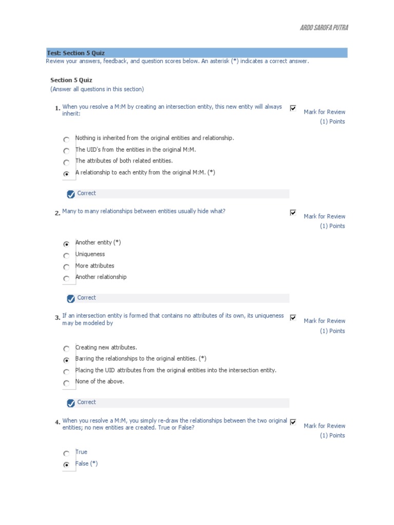 Oracle Academy Section 5 Quiz Answer | PDF | Teaching Mathematics ...
