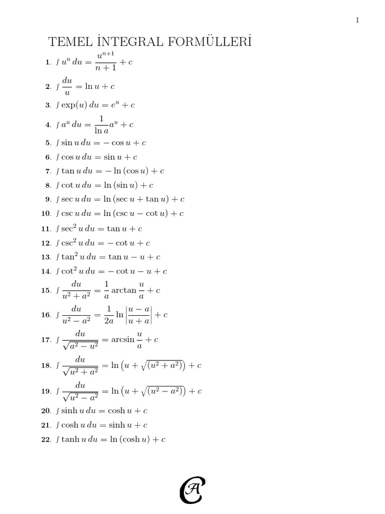 Formules d'intégration essentielles | PDF