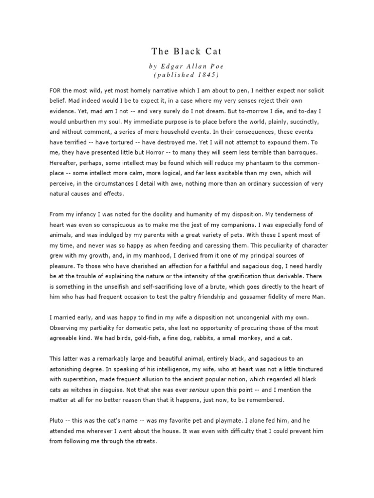 The Black Cat by Edgar Allan Poe | PDF | Plaster | Cats
