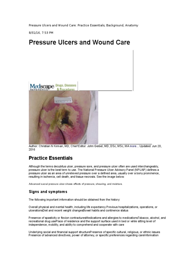 Pressure Ulcers and Wound Care.doc | Wound | Surgery