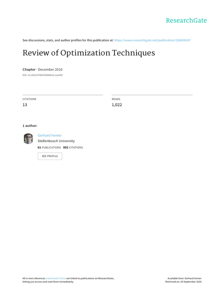 Review of Optimization Techniques | PDF | Mathematical Optimization ...