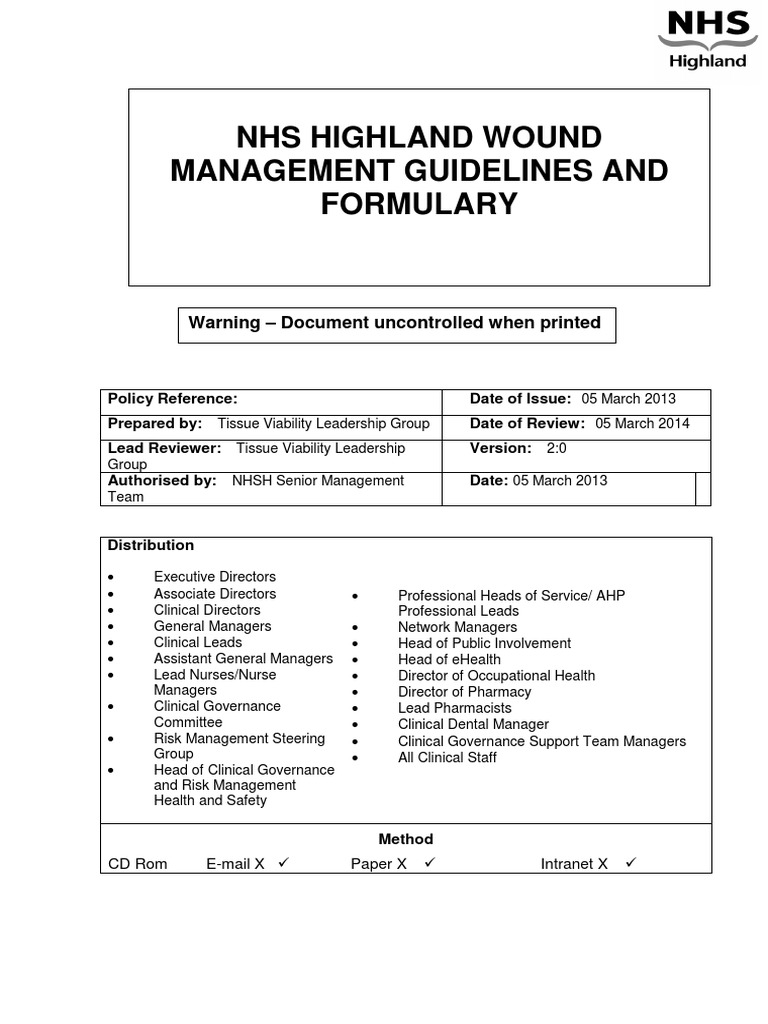 NHS Highland Wound Management Guidelines and Formulary | PDF ...