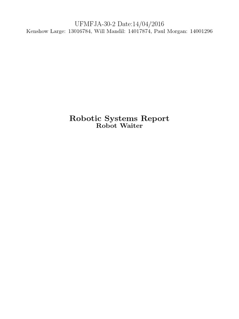 Robotics Systems Report | PDF | Use Case | Unified Modeling Language