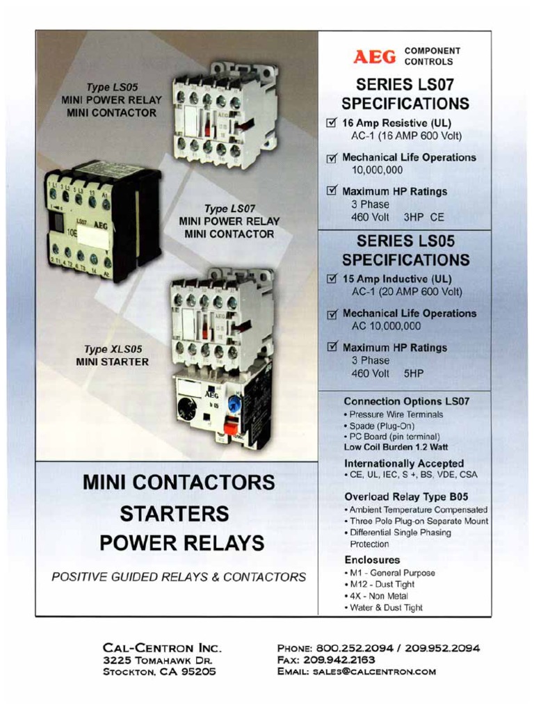 AEG Mini Contactors Starters Power Relays | PDF
