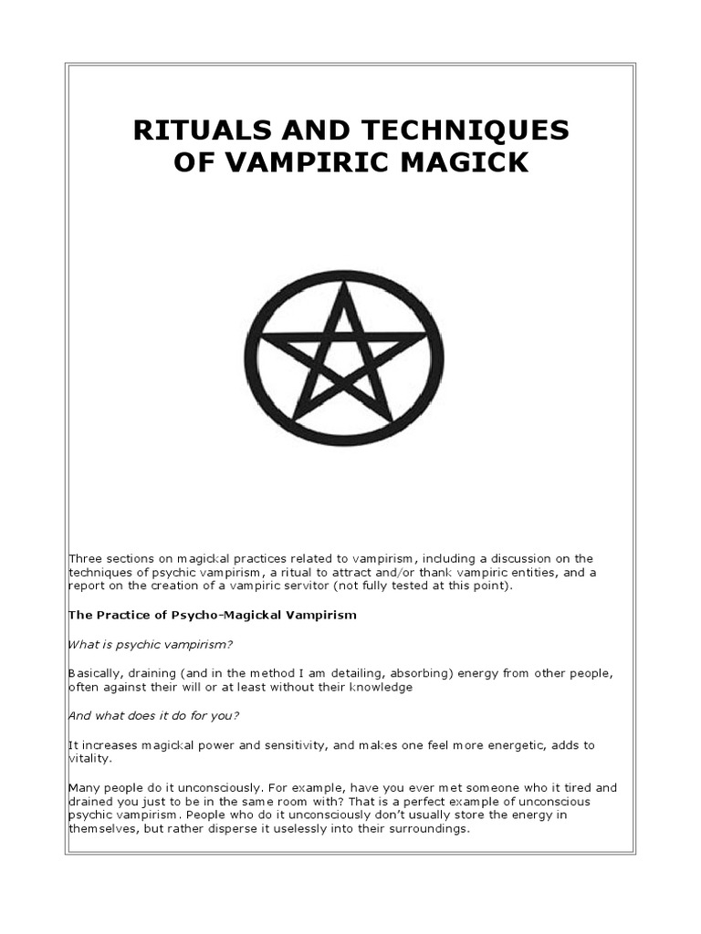 Vampiric Magick: Rituals & Techniques | PDF | Vampires | Blood