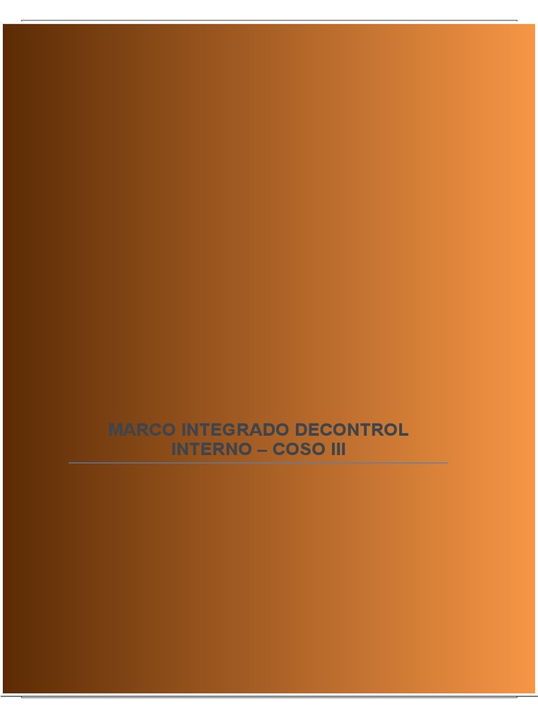 Marco Integrado de Control Interno - Coso III | PDF | Recursos humanos ...