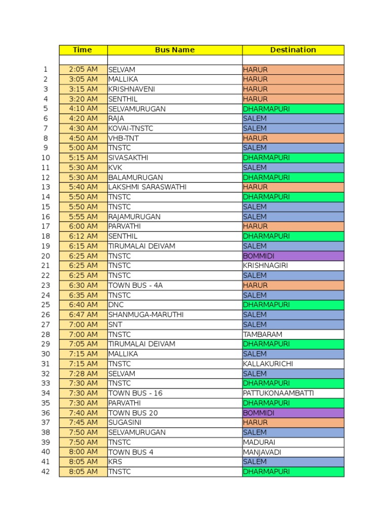 Bus Timings | PDF | Public Transport | Transport
