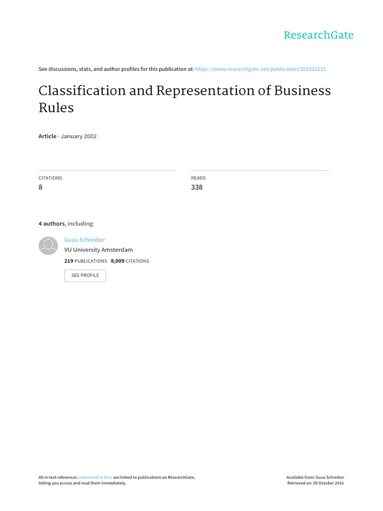 Classification and Representation of Business Rule | PDF | Business ...