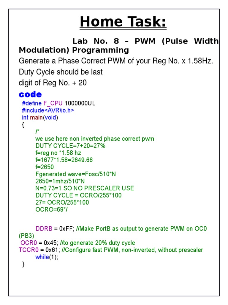 PWM Programming: Phase Correct PWM | PDF