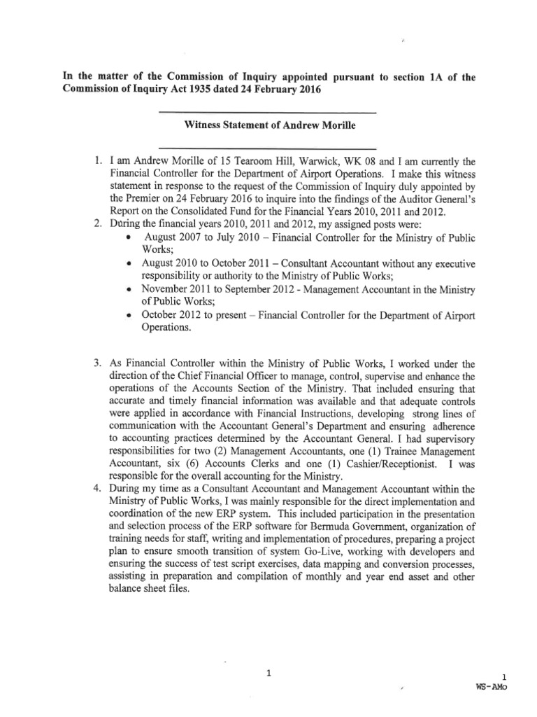 Andrew Morille Witness Statement | PDF | Procurement | Accounting