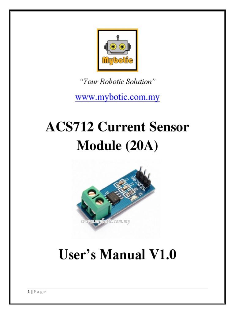 ACS712 Current Sensor Module (20A) User's Manual v1.0 | Download Free ...
