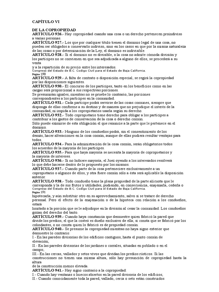 Copropiedad Codigo Civil BC | PDF | Condominio | Ley de Propiedad