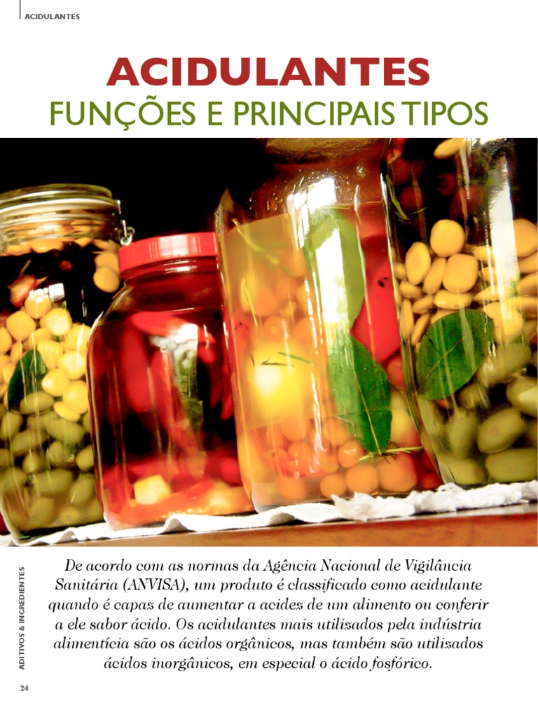 Acidulantes Funções e Tipos | PDF | Solução-tampão | Bebidas não alcoólicas