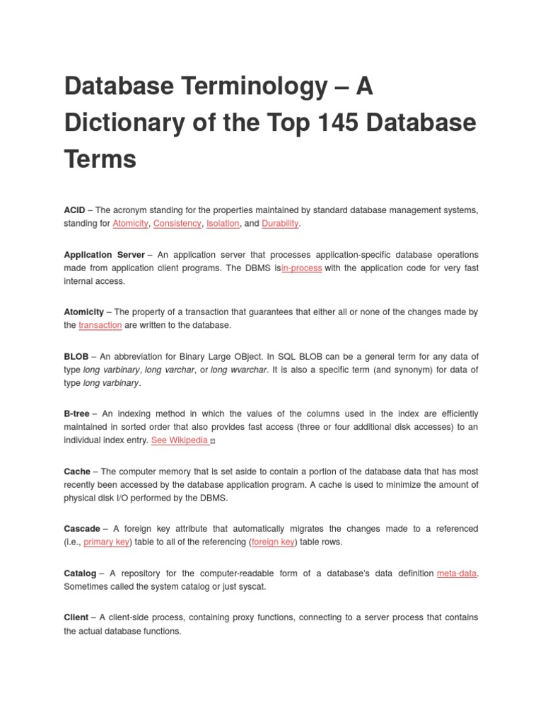 An Insightful Overview Of Key Database Terminology Pdf Relational Database Databases 
