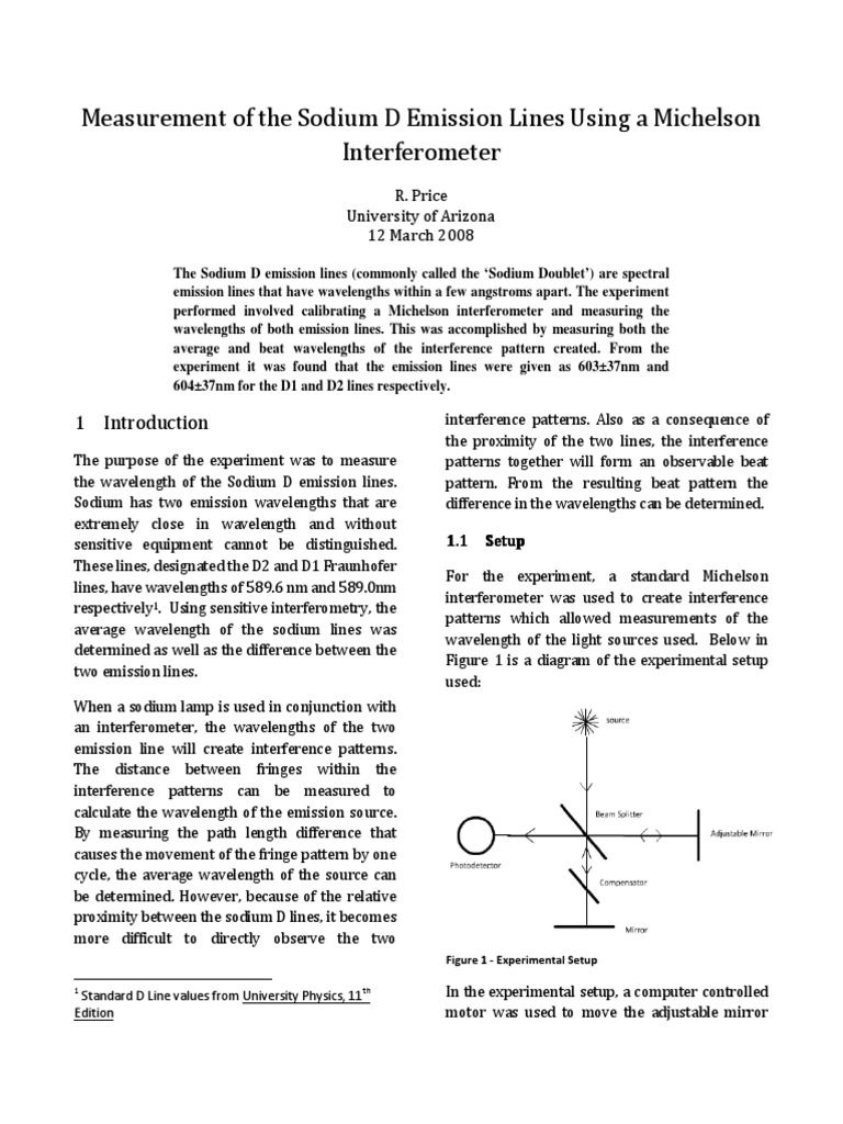Michelson Interferometer | PDF | Interference (Wave Propagation) | Interferometry