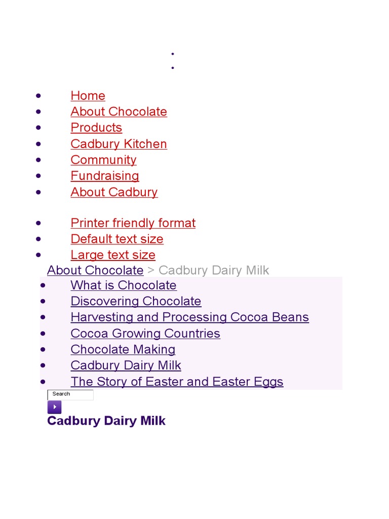 Cadbury Chocolate | PDF | Chocolate | Types Of Chocolate