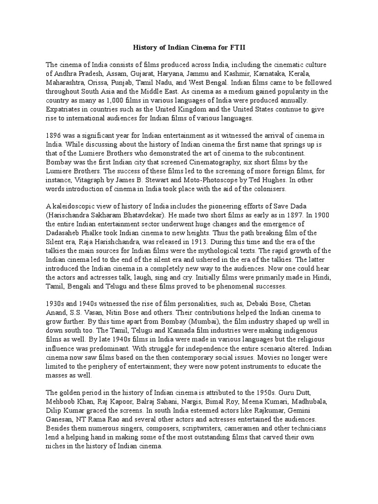 Evolution of Indian Cinema History | PDF | Cinema Of India | Bollywood