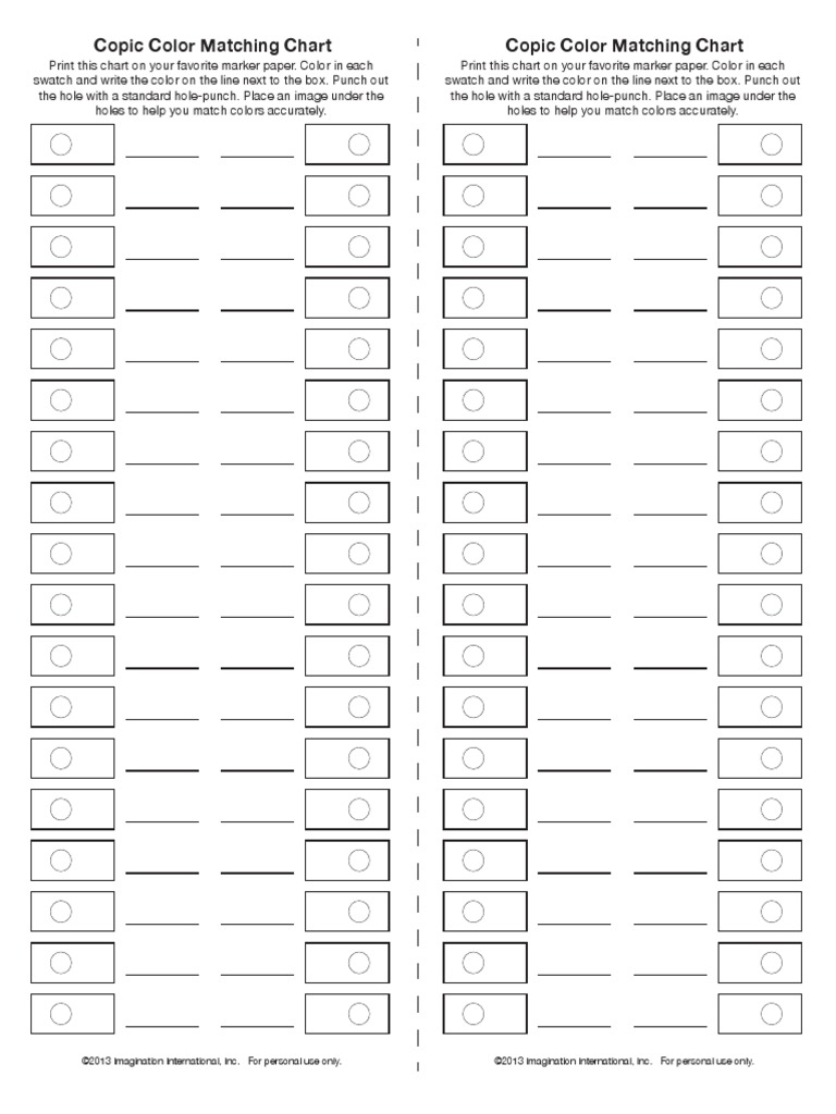 Copic Color Matching Chart Copic Color Matching Chart | PDF