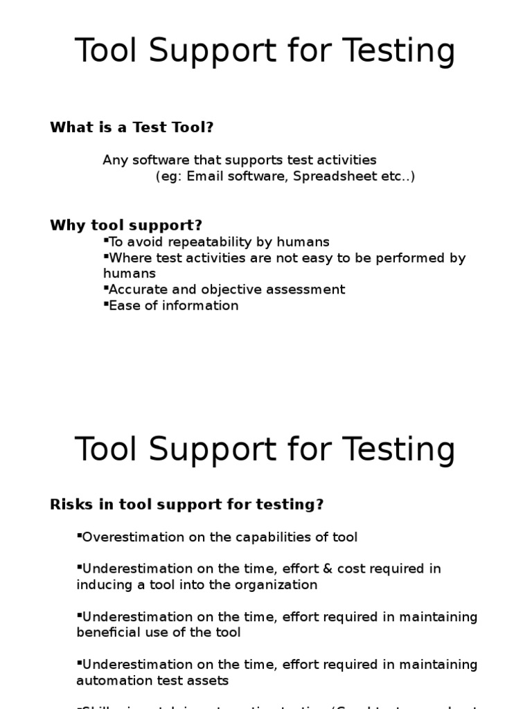Tool Support For Testing: What Is A Test Tool? | PDF