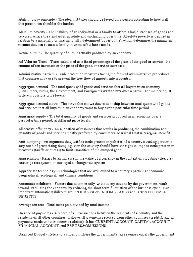 SL Definitions | PDF | Taxes | Inflation