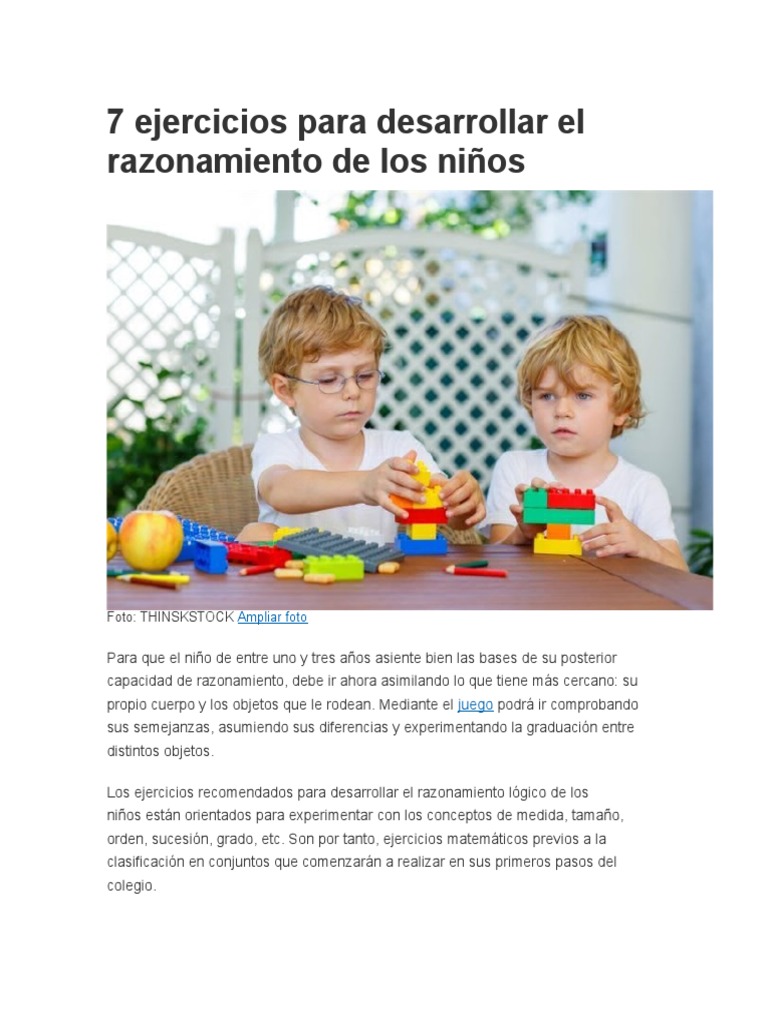 Ejercicios para Razonamiento Infantil | PDF | Juguetes | Razón