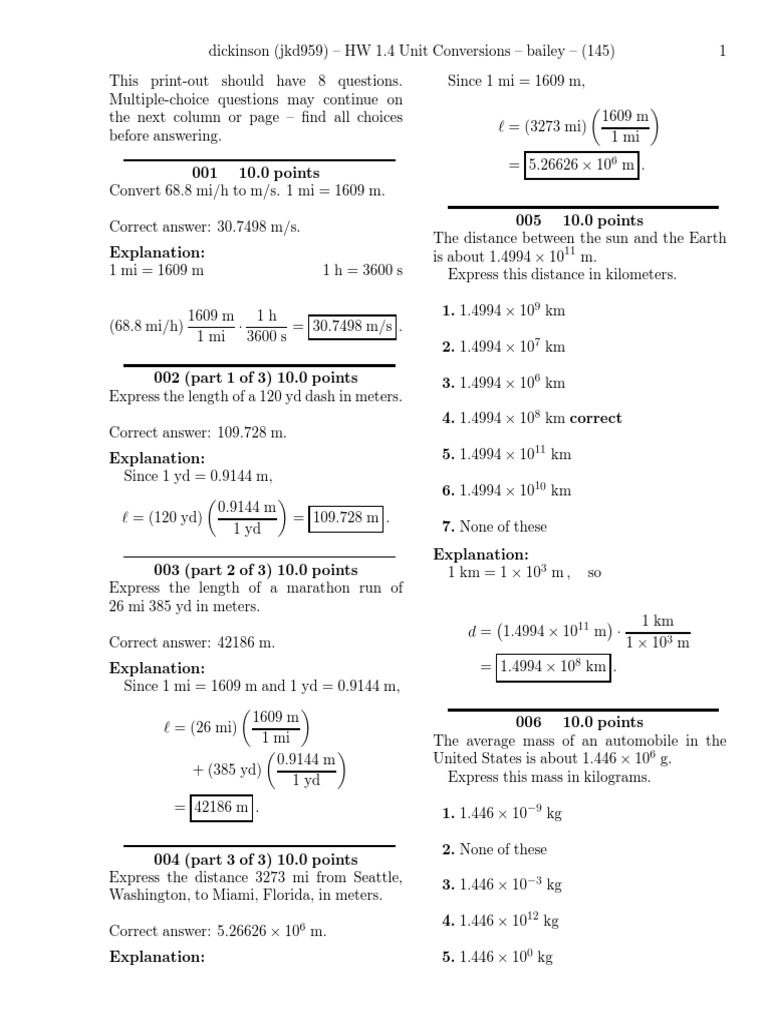 Unit Conversion Practice Problems | PDF | Teaching Methods & Materials ...