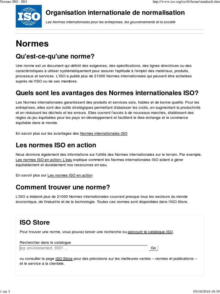 Normes ISO - Liste Des ISO Les Plus Connus | PDF | Organisation ...