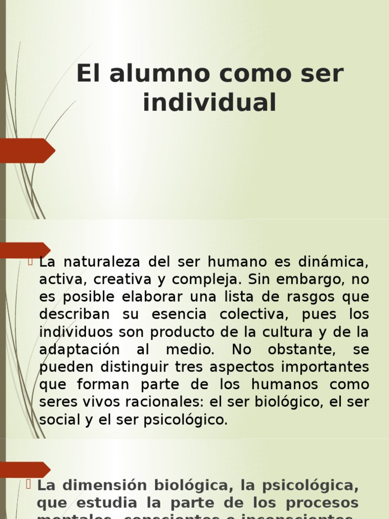 El Alumno Como Ser Individual | PDF | Sociedad | Sicología