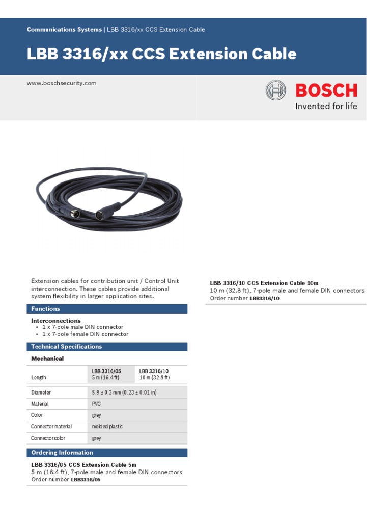 LBB 3316 CCS Extension Cable | PDF