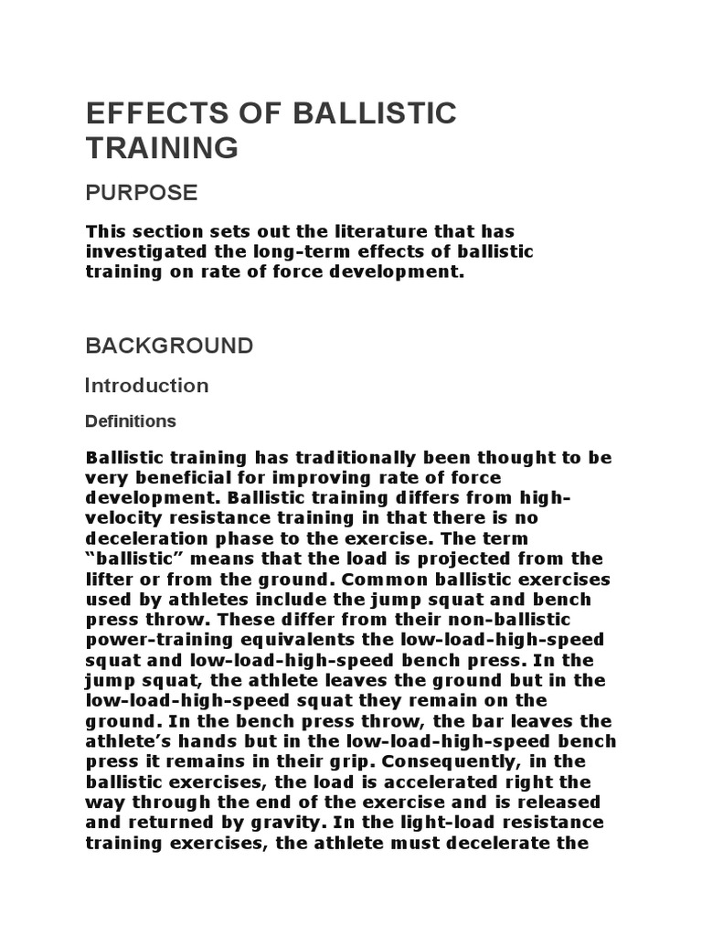 Effects of Ballistic Training - Docx (RFD Part) | PDF | Strength ...