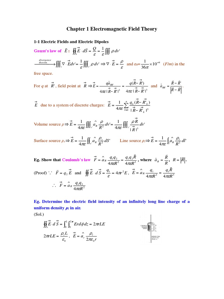 Chapter 1 Electromagnetic Field Theory: 1-1 Electric Fields and ...