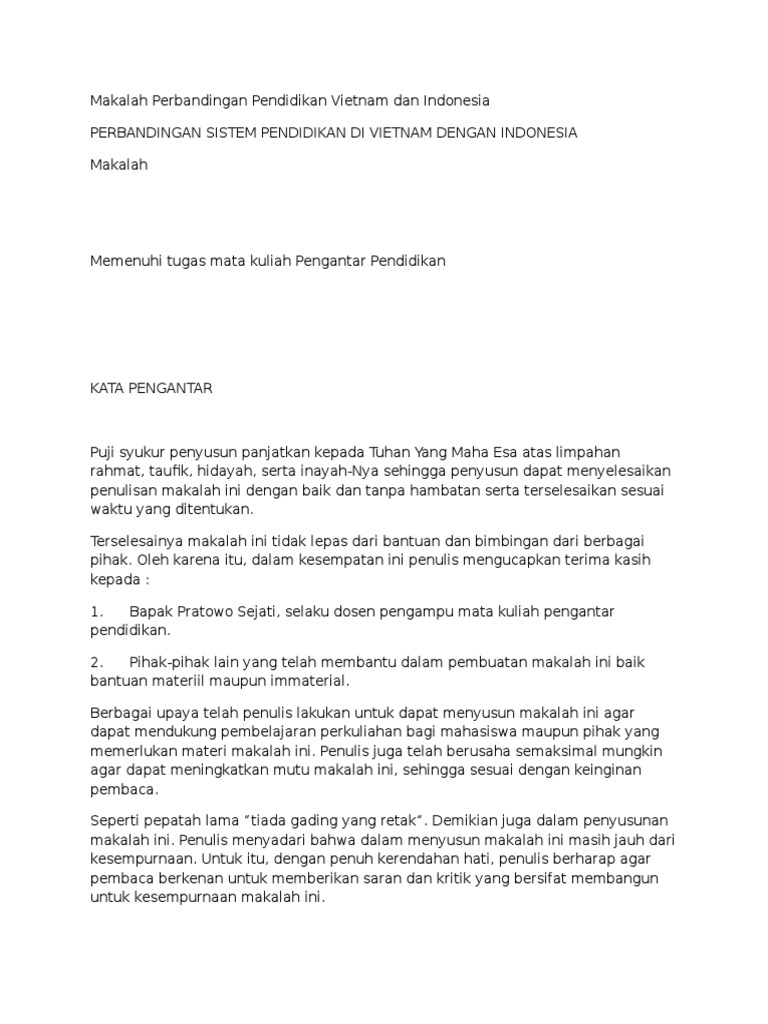 Makalah Perbandingan Pendidikan Vietnam Dan Indonesia | PDF