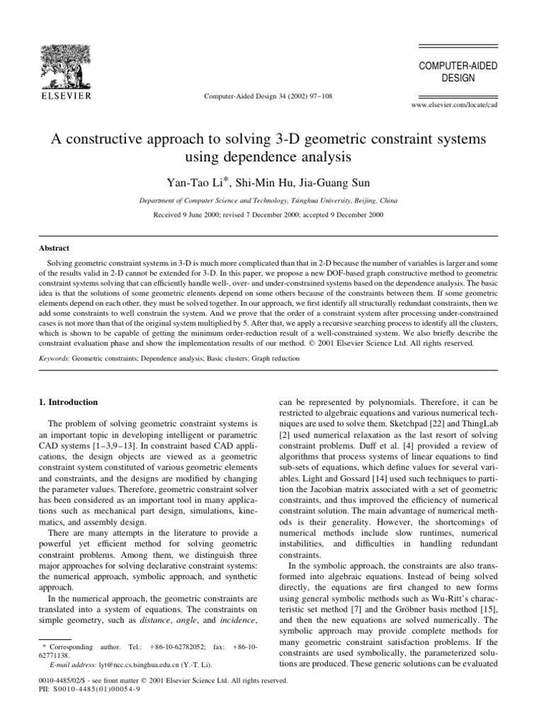 A Constructive Approach To Solving 3D Geometric Constraint Systems ...