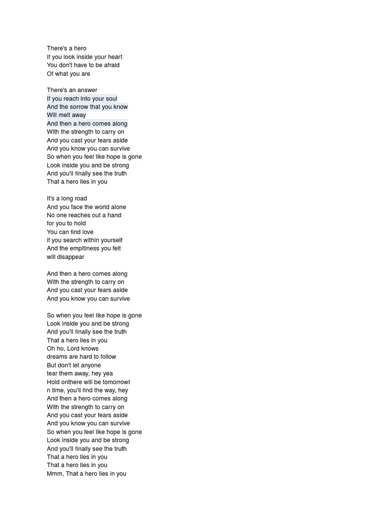 Lirik Lagu Hero | PDF