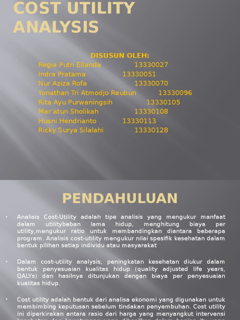 Cost Utility Analysis | PDF