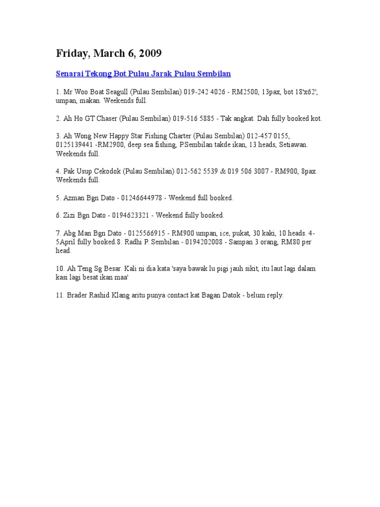 Senarai Tekong Bot | PDF